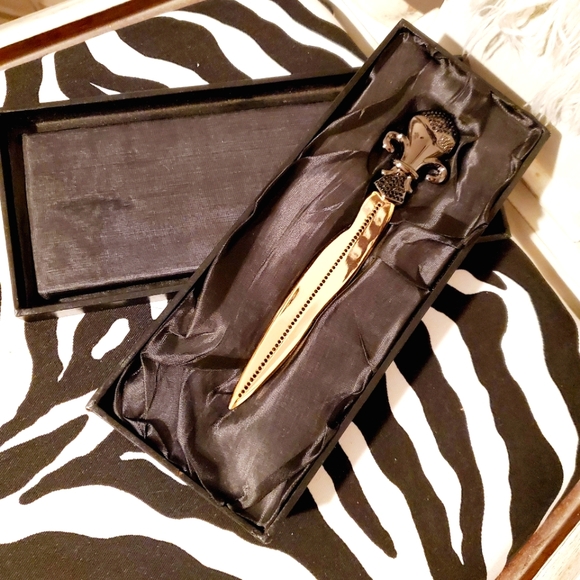 Office | Decorative Letter Opener Gold Shaft Black Rhinestones | Poshmark
